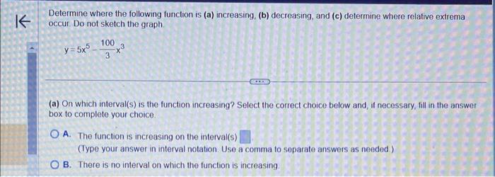 Solved Determine where the function is (a) increasing, (b) | Chegg.com
