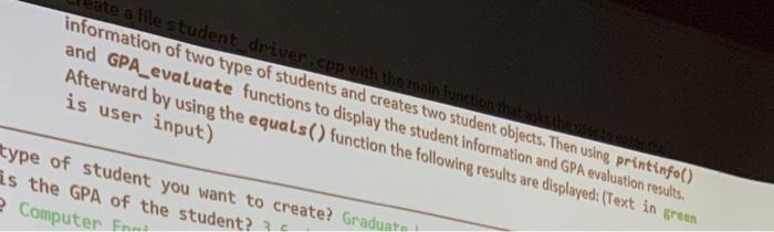 Solved Implement Student.h and Student.cpp so that the class | Chegg.com