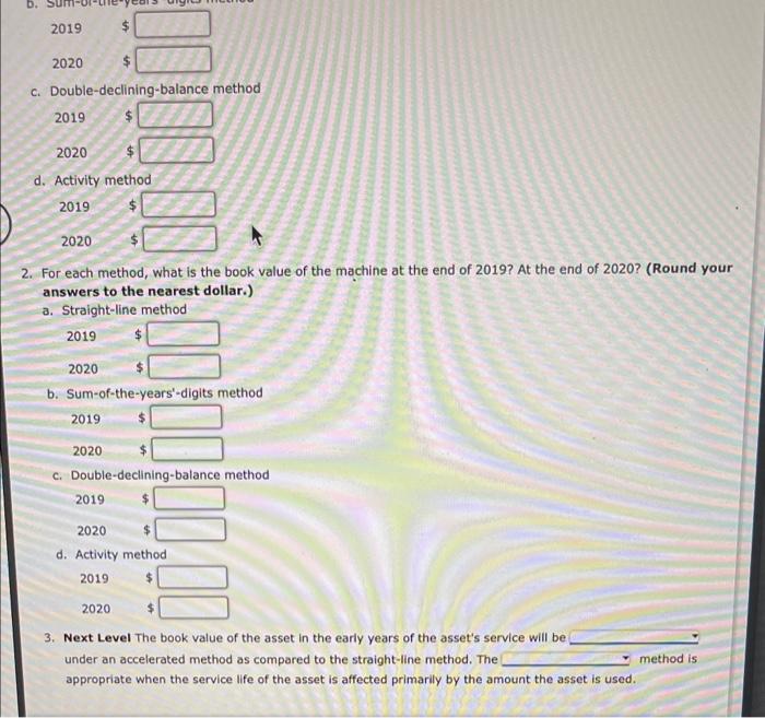 Solved b. Sum-of-the-years'-digits method d. Activity method | Chegg.com