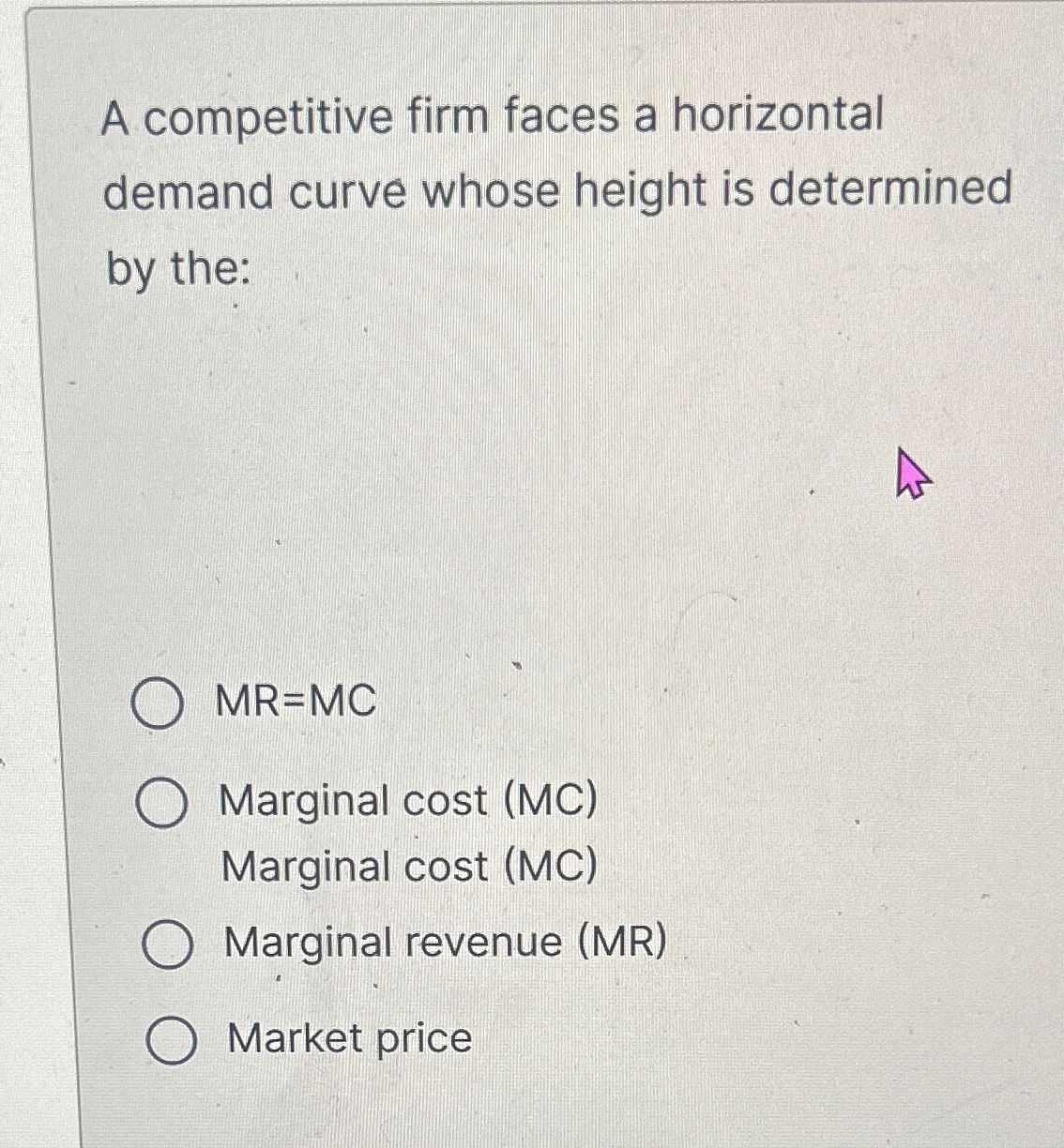 Solved A competitive firm faces a horizontal demand curve | Chegg.com