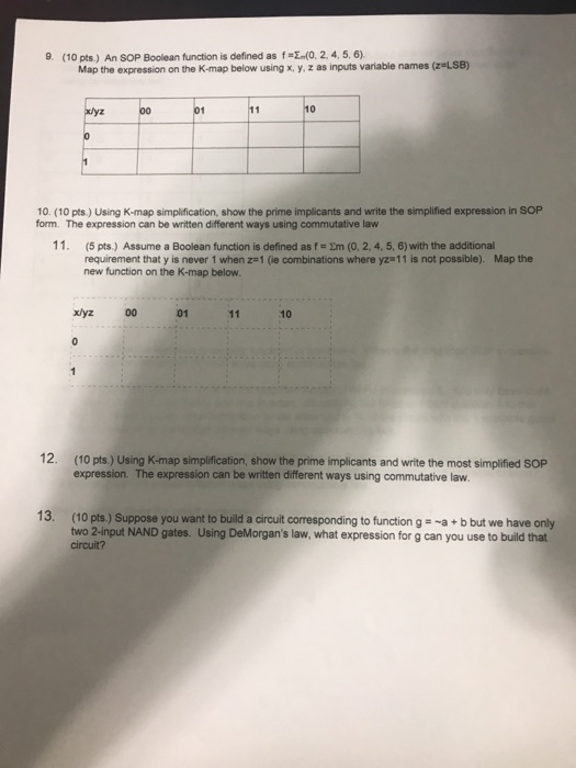 Solved 9 10 Pts An Sop Boolean Function Is Defined As 4677