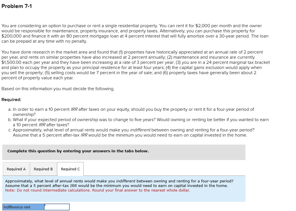 Solved Problem 7-1 ﻿You are considering an option to | Chegg.com