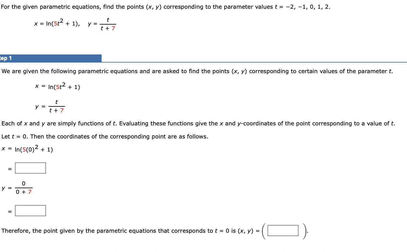 Solved For the given parametric equations, find the points | Chegg.com