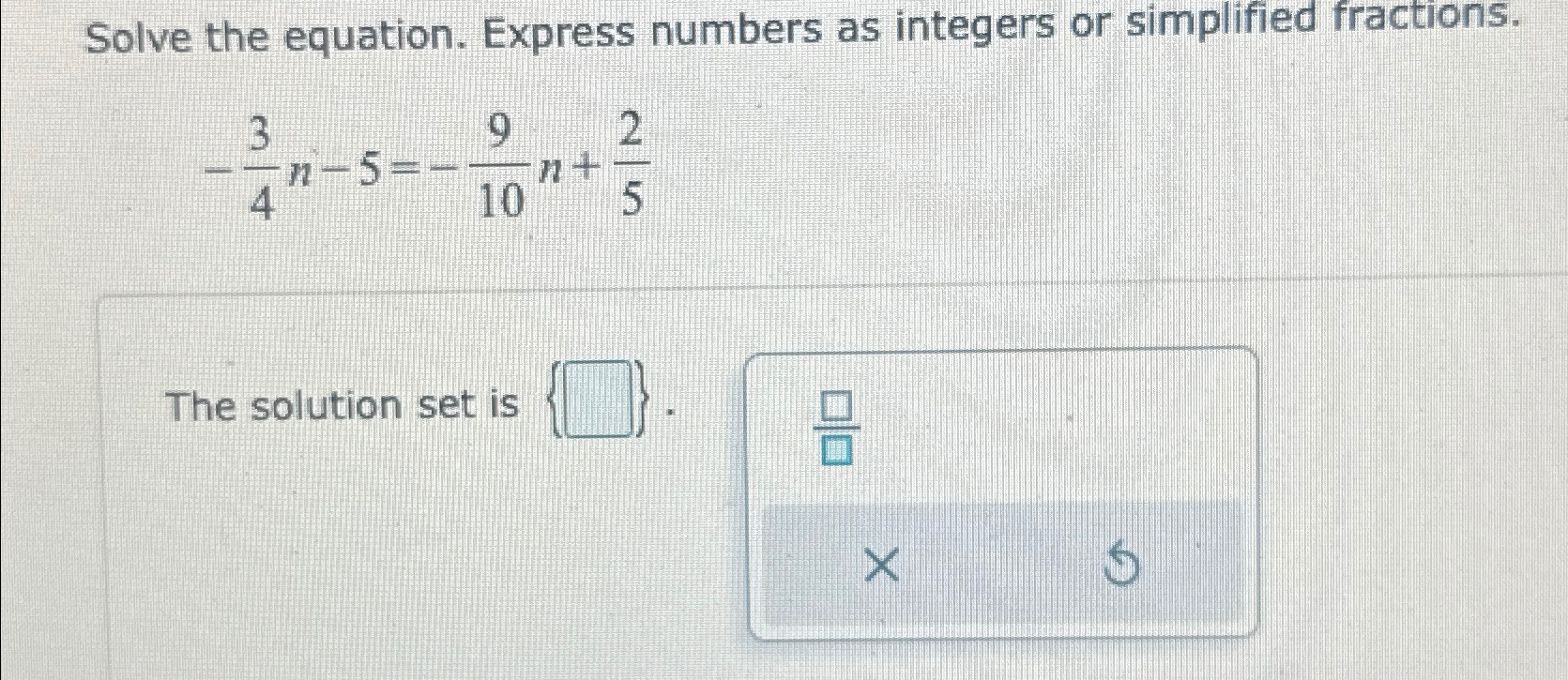 Solved Solve the equation. Express numbers as integers or | Chegg.com