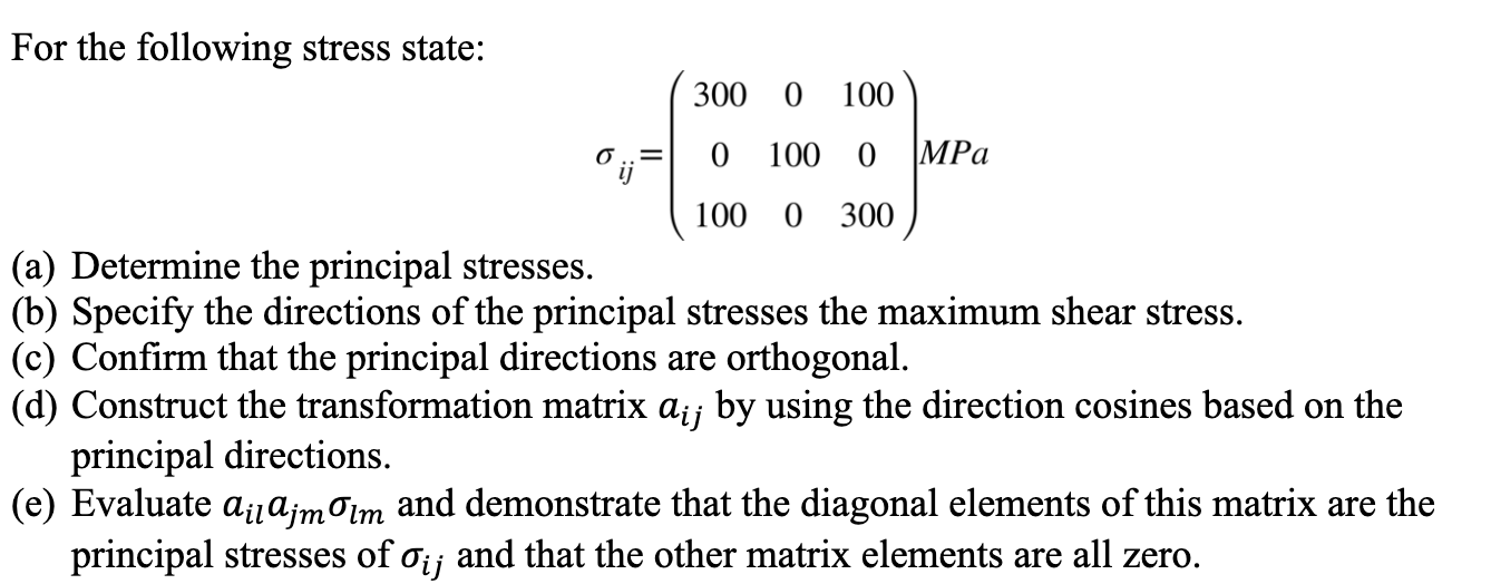 Solved For the following stress | Chegg.com