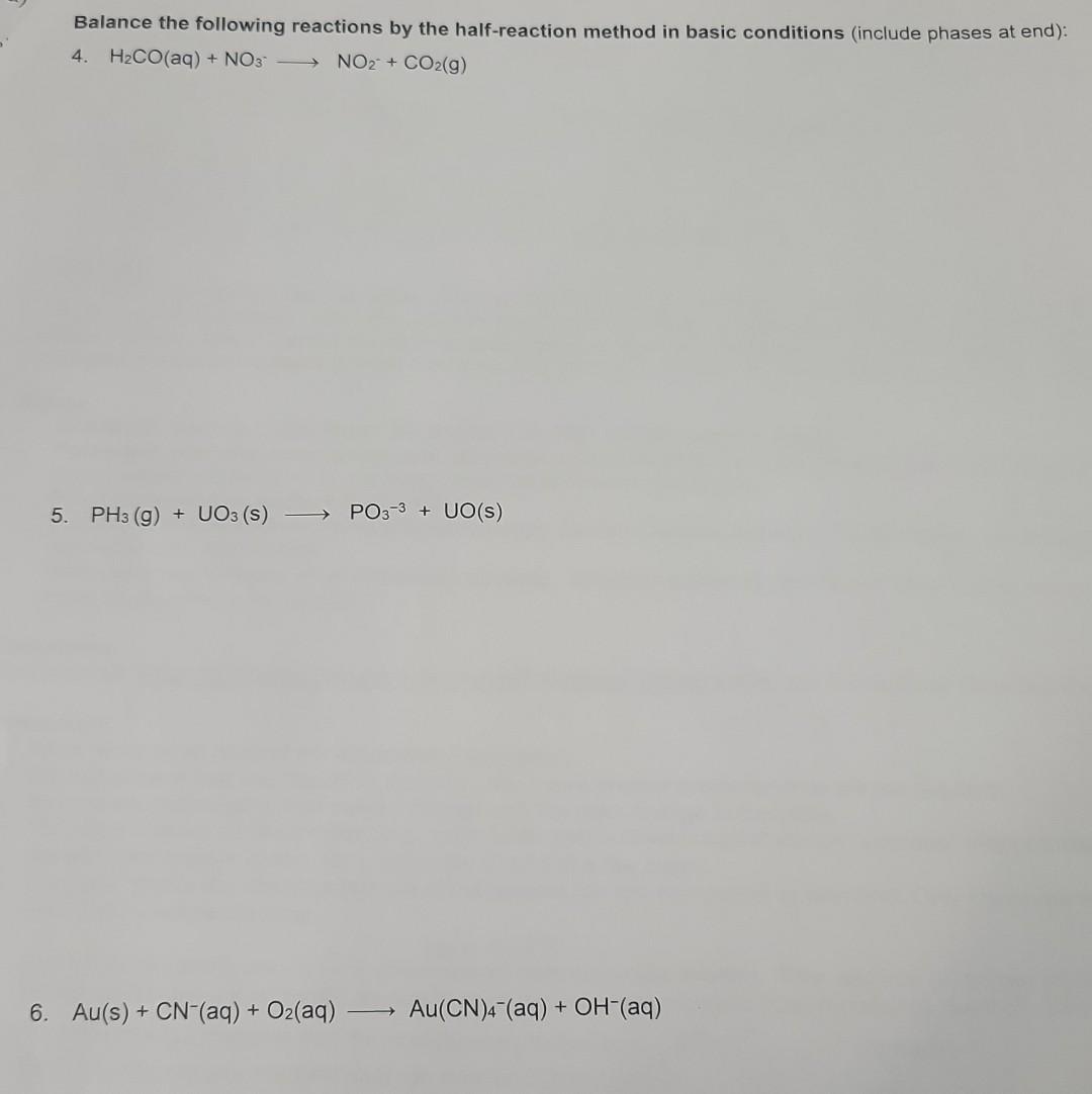 Solved Expt 8 day 1 homework: Balance the following | Chegg.com