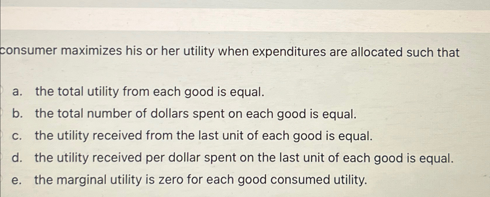 Solved consumer maximizes his or her utility when | Chegg.com