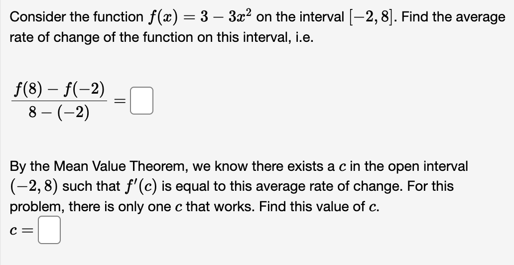 Solved Consider the function f(x)=3-3x2 ﻿on the interval | Chegg.com