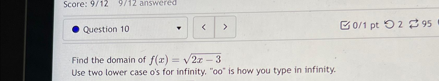 Solved Find the domain of f(x)=2x-32 | Chegg.com