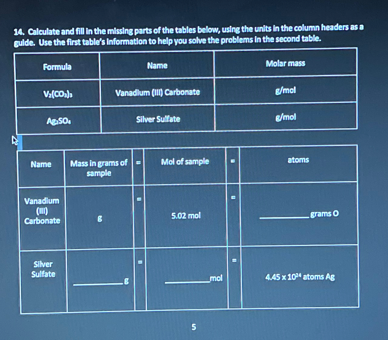 Solved Calculate and fill in the missing parts of the tables | Chegg.com