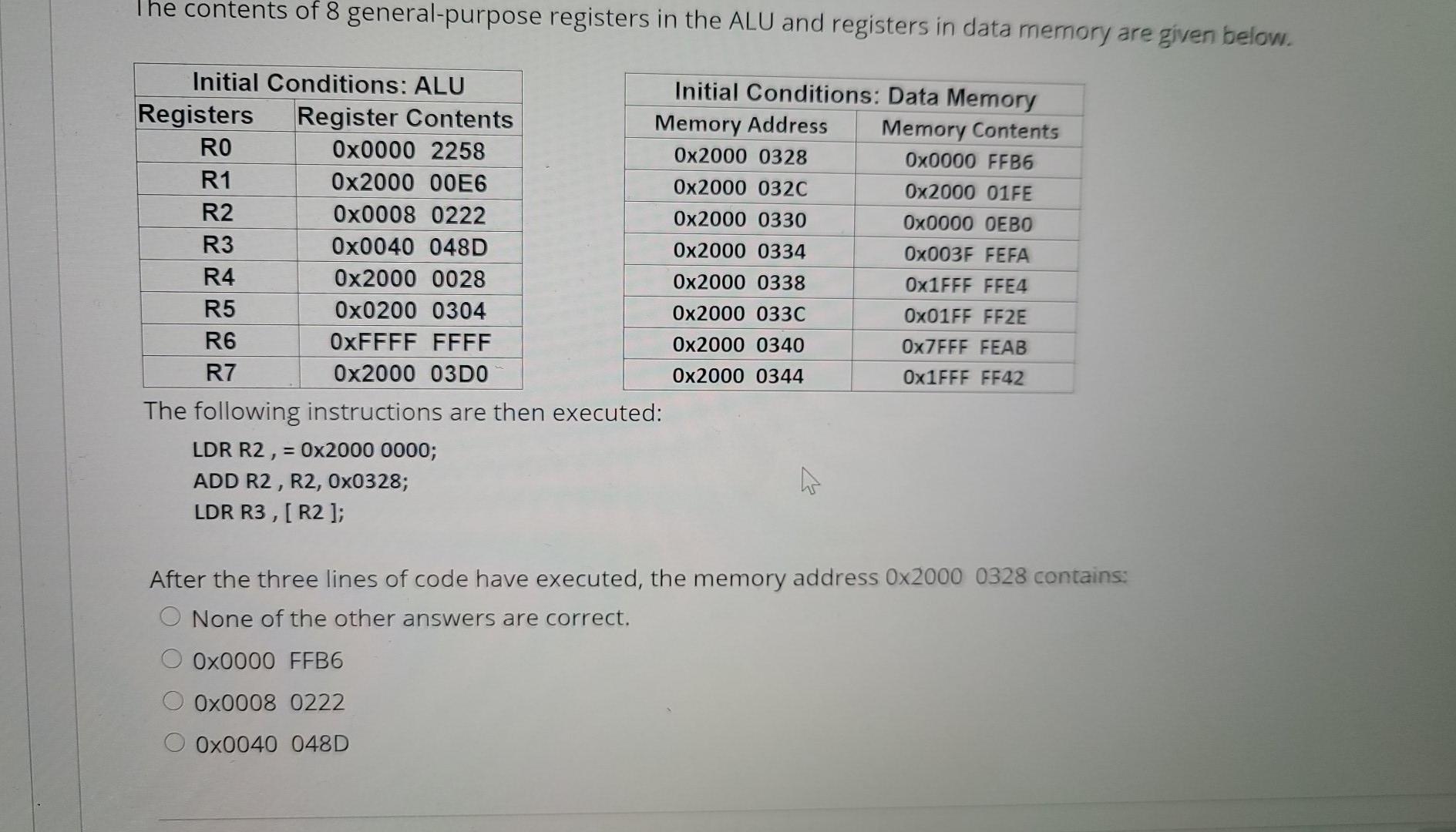 Solved The contents of 8 general-purpose registers in the | Chegg.com