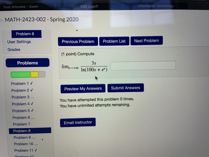 Solved Post Attendee - Zoom SSO Logoff Information | Chegg.com