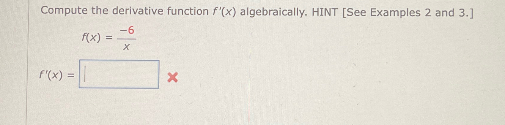 Solved Compute the derivative function f'(x) ﻿algebraically. | Chegg.com