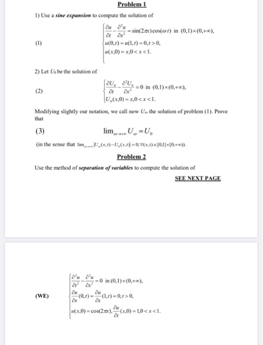 Solved Problem 1 1) Use a sine expansion to compute the | Chegg.com