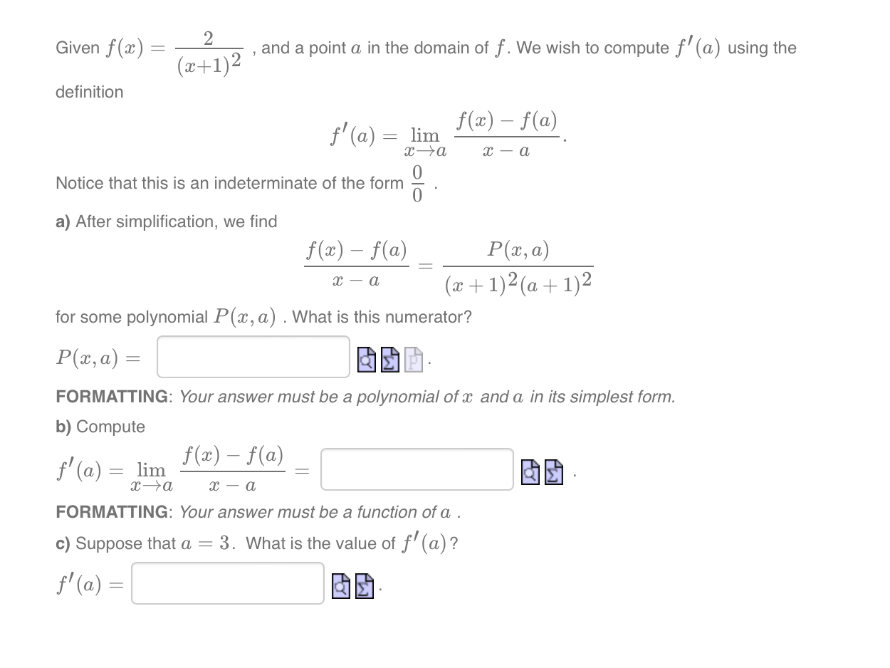 Solved Given f(x)=2(x+1)2, ﻿and a point a ﻿in the domain of | Chegg.com