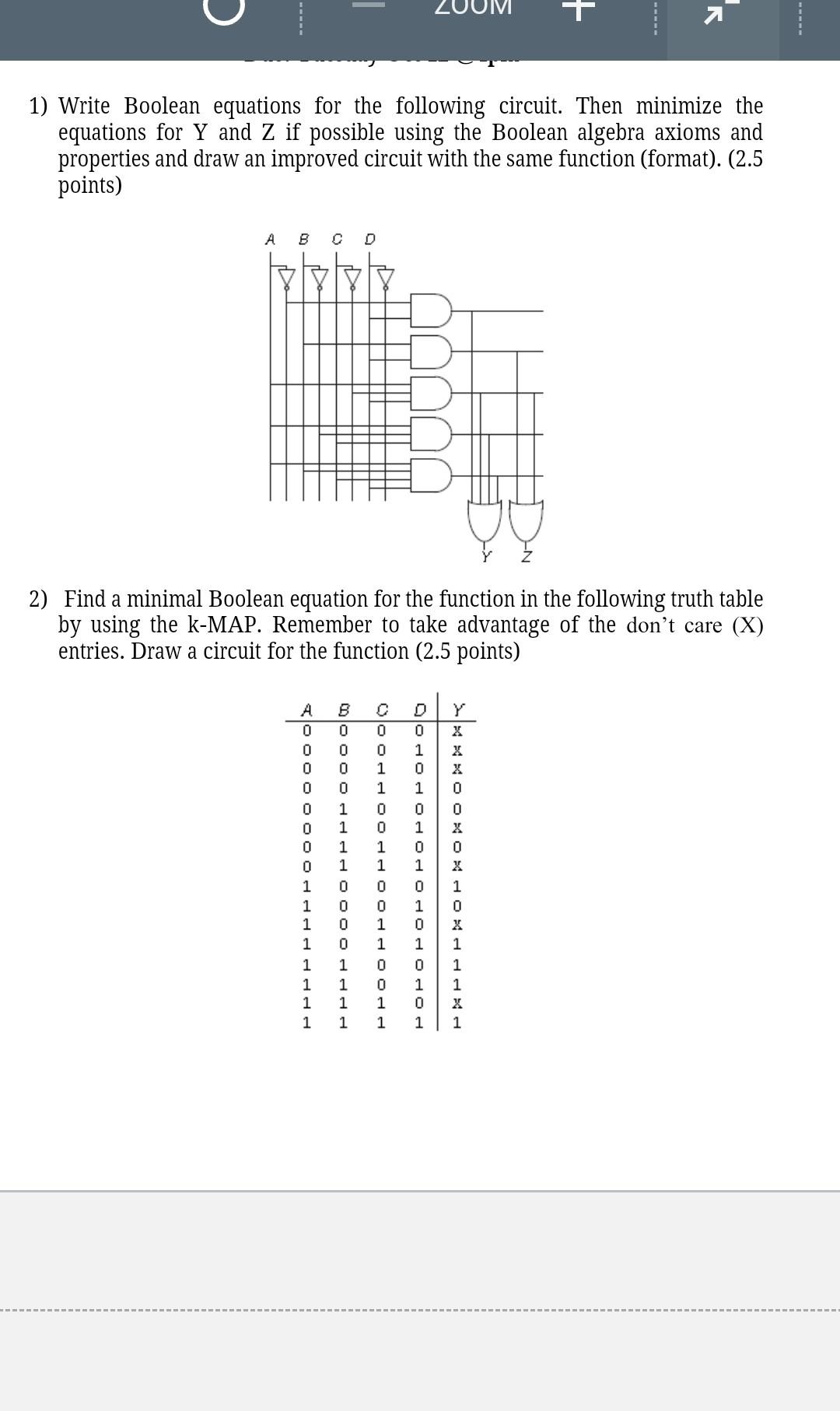 Solved A 1 Write Boolean Equations For The Following