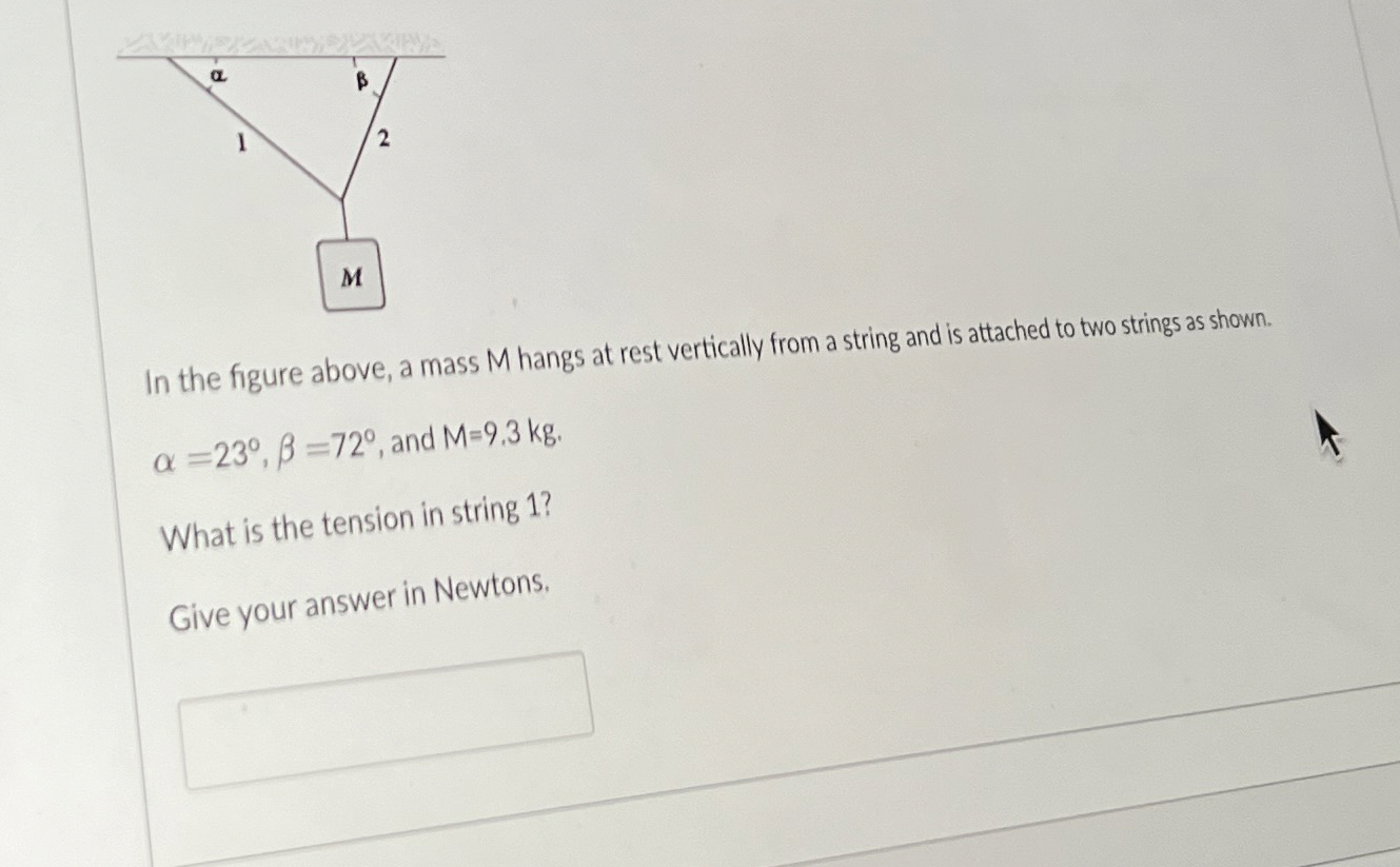 Solved In the figure above, a mass M ﻿hangs at rest | Chegg.com