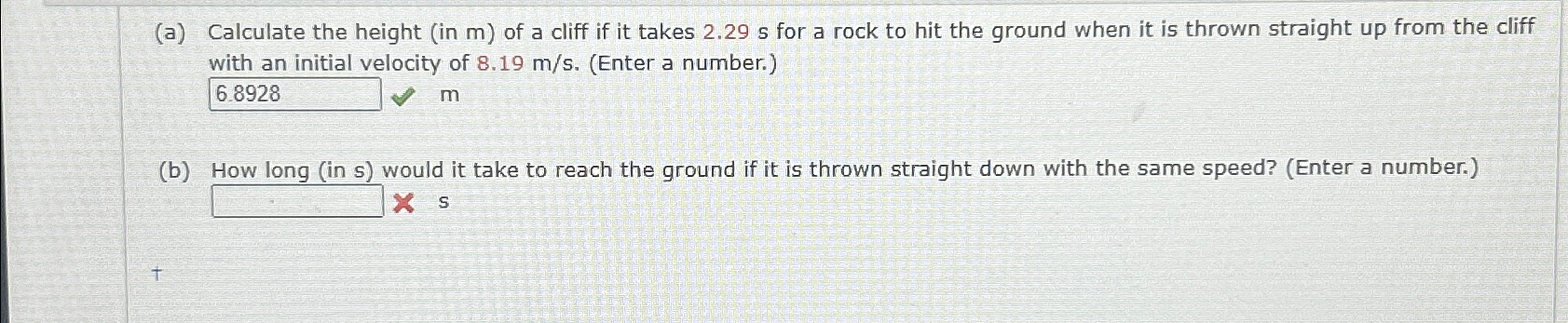 Solved (a) ﻿Calculate the height (in m ) ﻿of a cliff if it | Chegg.com