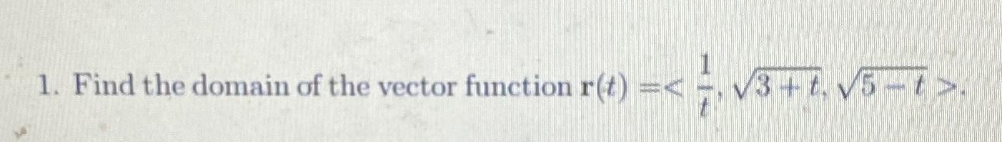 Solved Find the domain of the vector function | Chegg.com