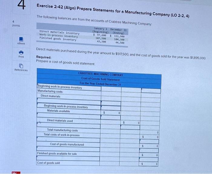 Solved Exercise 2.42 (Algo) Prepare Statements for a | Chegg.com