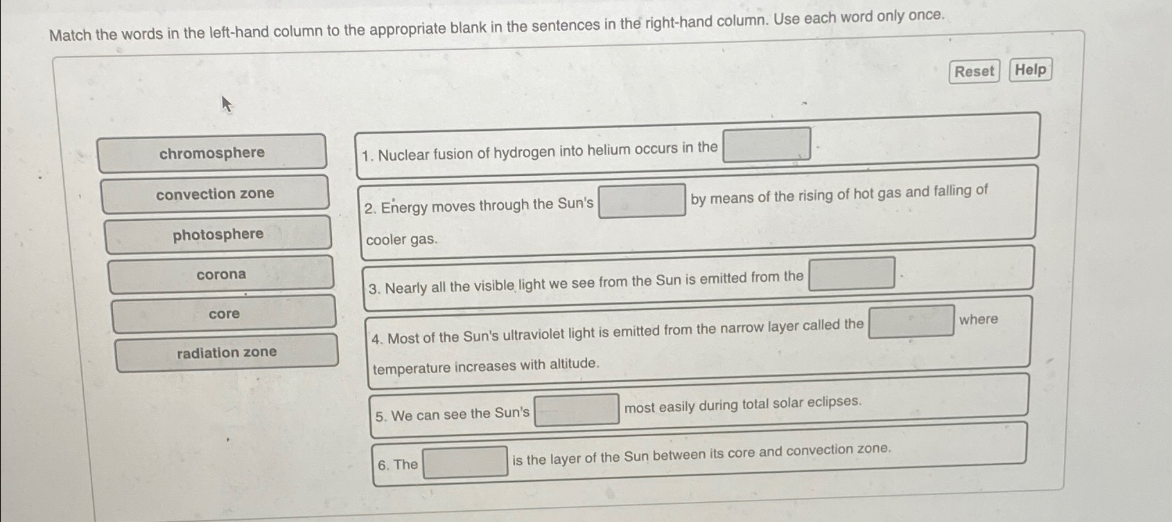 Solved Match the words in the left-hand column to the | Chegg.com