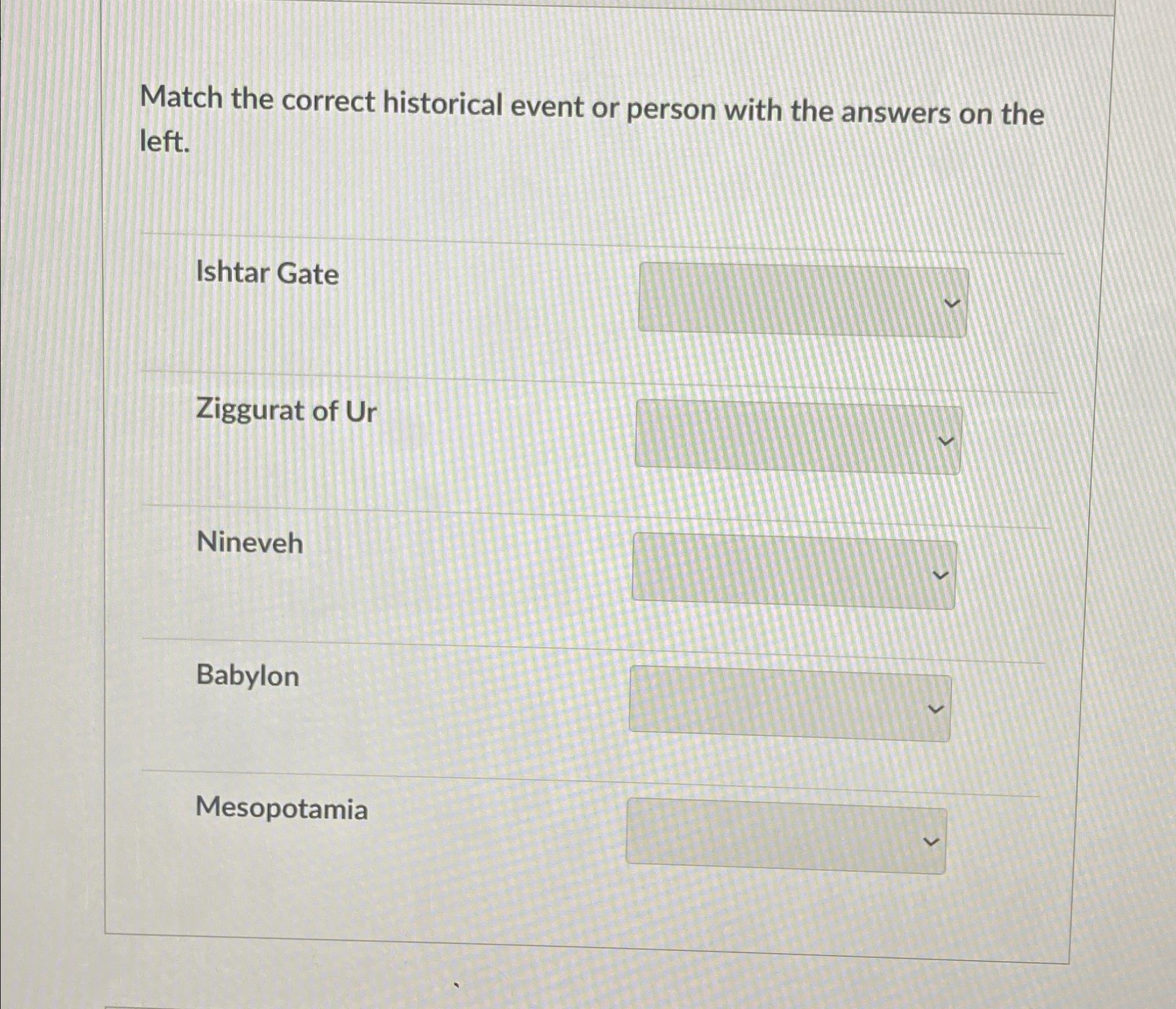 Solved Match the correct historical event or person with the | Chegg.com