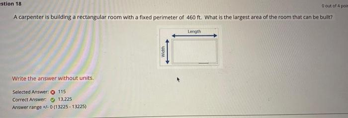 Solved stion 18 O out of 4 poir A carpenter is building a | Chegg.com Solved stion 18 O out of 4 poir A carpenter is building a | Chegg.com