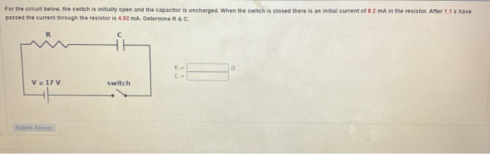 Solved For the circuit below, the switch is initially open | Chegg.com