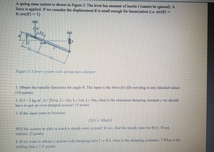 Solved A spring mass system is shown in Figure 5. The lever | Chegg.com