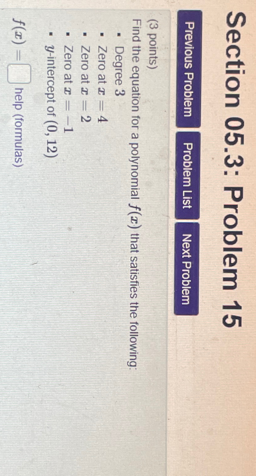 Solved Section 05.3: Problem 15(3 ﻿points)Find the equation | Chegg.com