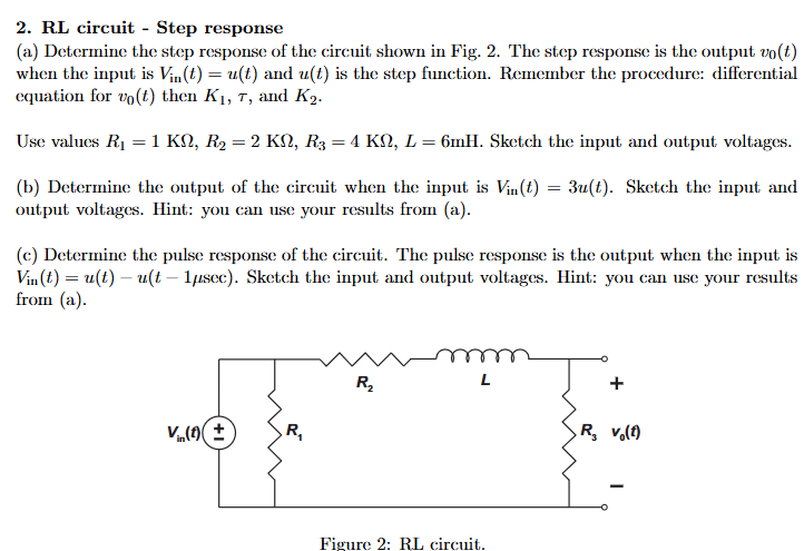 Solved RL ﻿circuit - ﻿Step response(a) ﻿Determine the step | Chegg.com