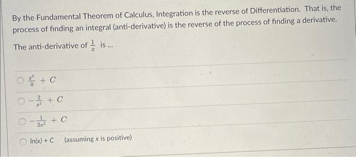 Solved By The Fundamental Theorem Of Calculus Integration