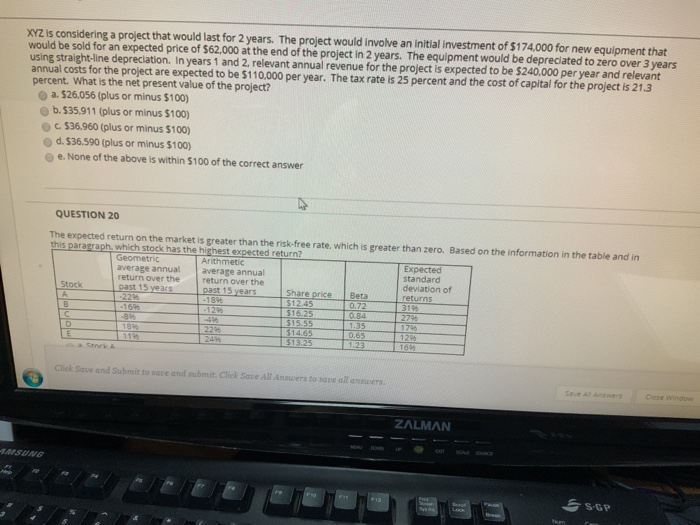 Solved xyz is considering a project that would last for | Chegg.com
