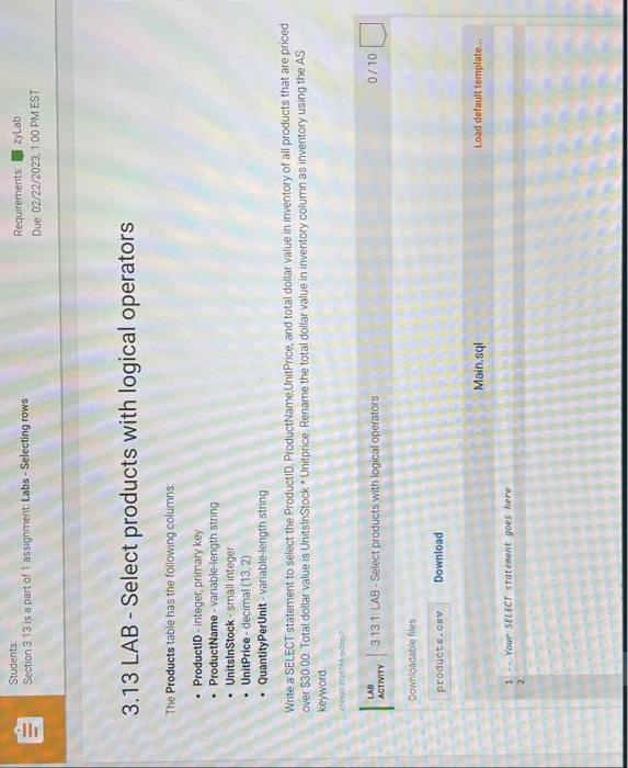 Solved Students: Section 3.13 is a part of 1 assignment Labs | Chegg.com