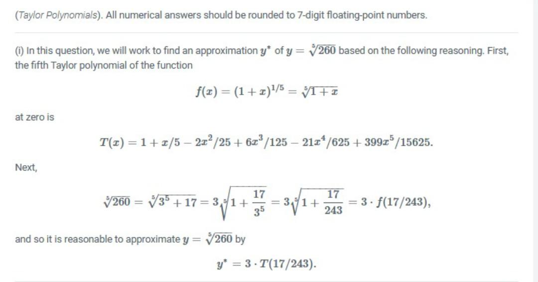 Solved (Taylor Polynomials). All numerical answers should be | Chegg.com