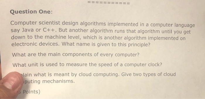 Question One: Computer scientist design | Chegg.com