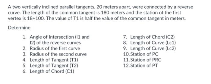 Solved A two vertically inclined parallel tangents, 20 | Chegg.com
