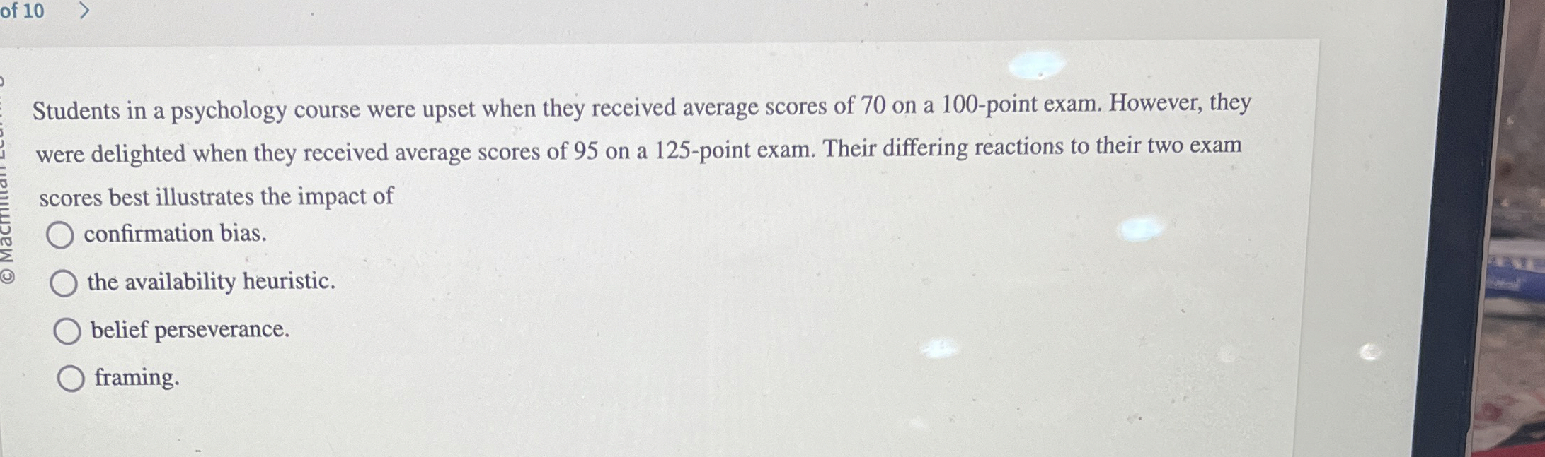 Solved of 10Students in a psychology course were upset when | Chegg.com