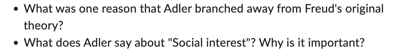 Solved What was one reason that Adler branched away from | Chegg.com