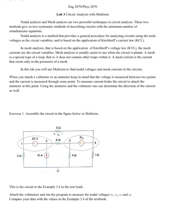 Solved Eng 2070 Phys 2070 Lab 3 Circuit Analysis with | Chegg.com