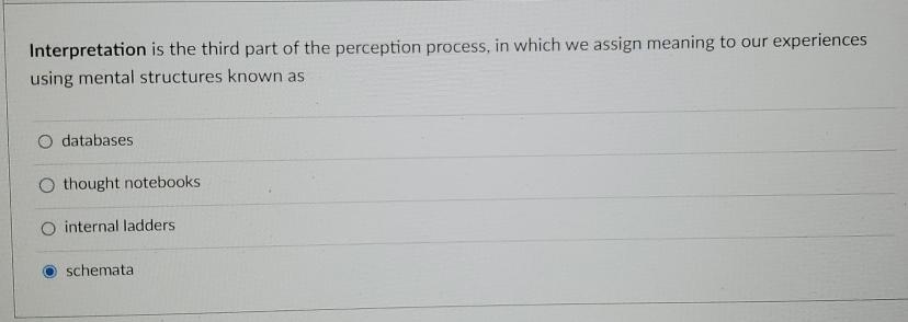 Solved Interpretation is the third part of the perception | Chegg.com