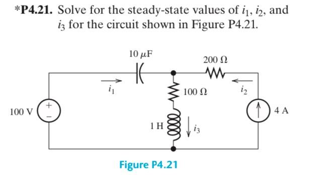 Solved *P4.21. Solve for the steady-state values of i₁, 2, | Chegg.com