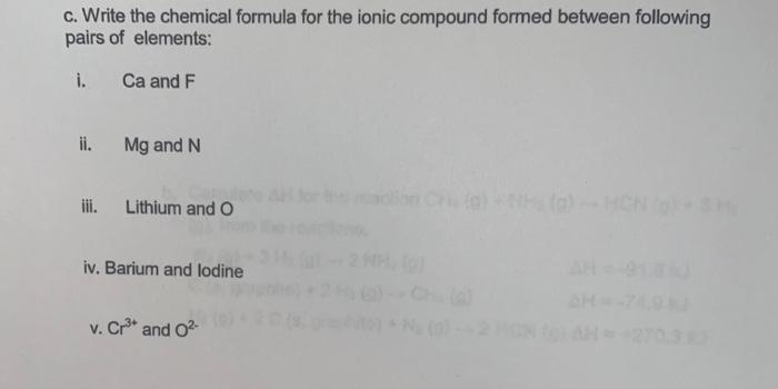 Solved c. Write the chemical formula for the ionic compound | Chegg.com