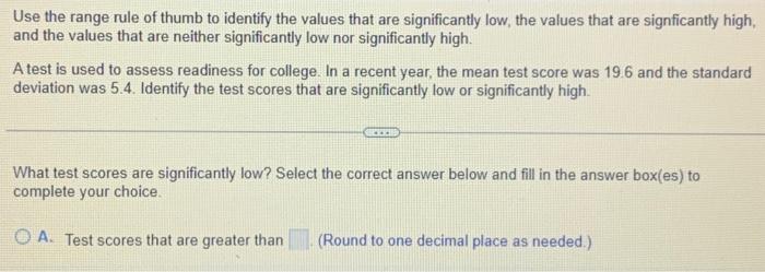 Solved Use the range rule of thumb to identify the values | Chegg.com
