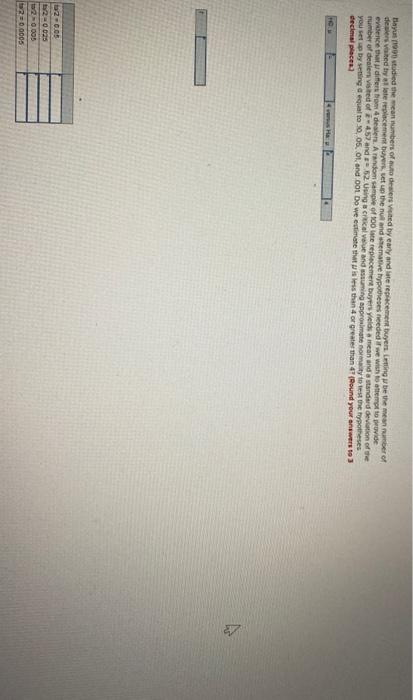 Solved Bayus (1999) studied the mean numbers of auto dealers | Chegg.com