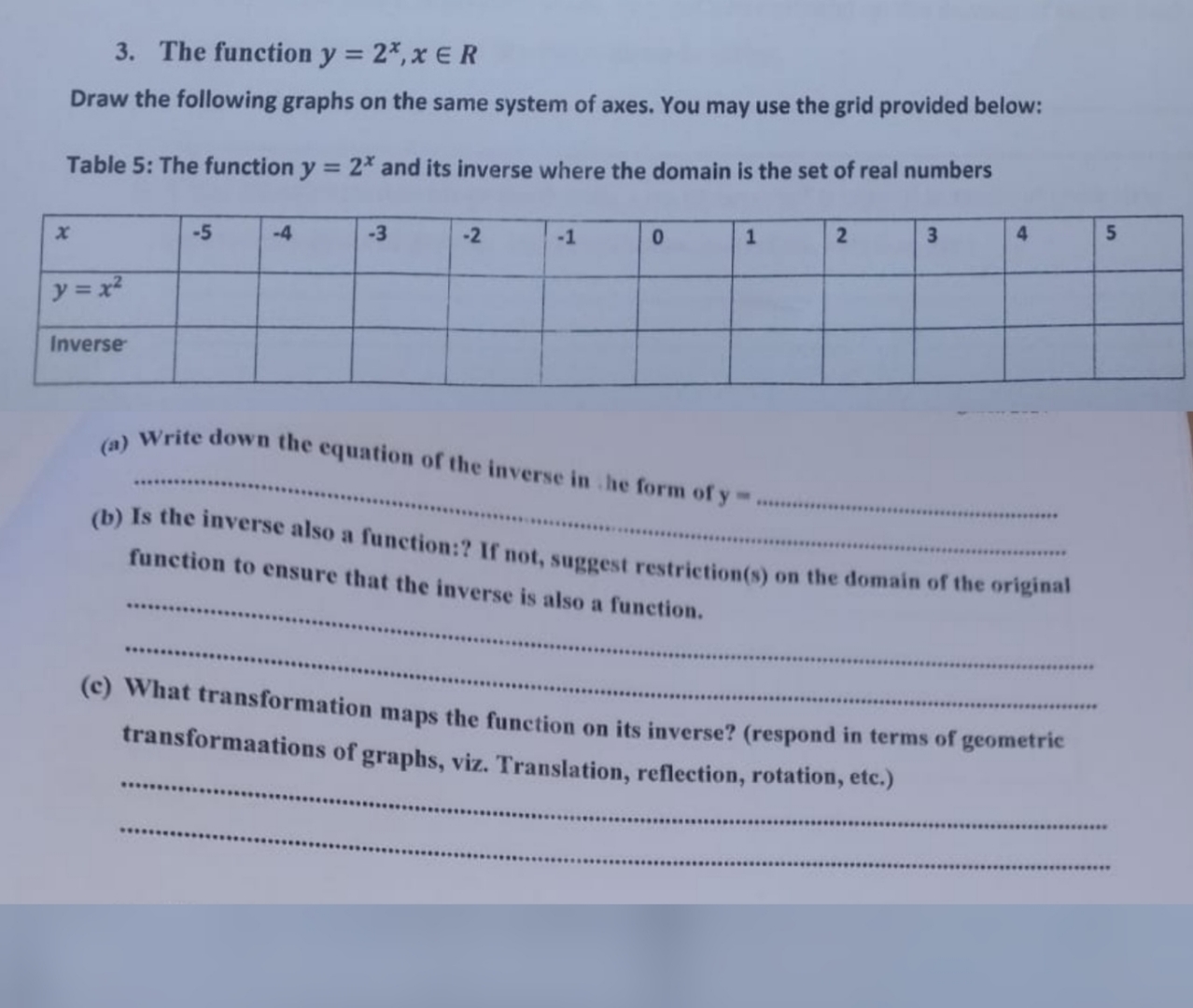 Solved The function y=2x,xinRDraw the following graphs on | Chegg.com