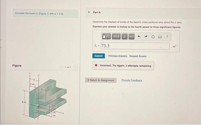 Solved Consider the beam in with a=3 in. Part A Determine | Chegg.com