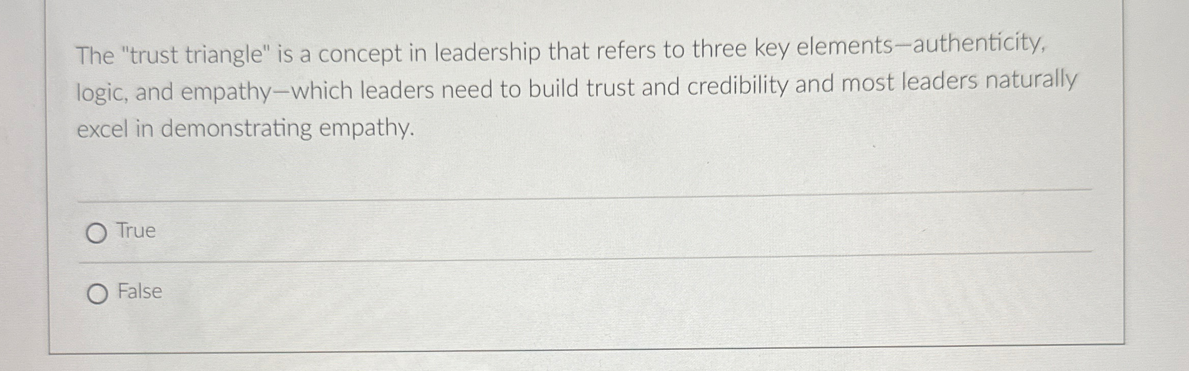 Solved The "trust triangle" is a concept in leadership that | Chegg.com