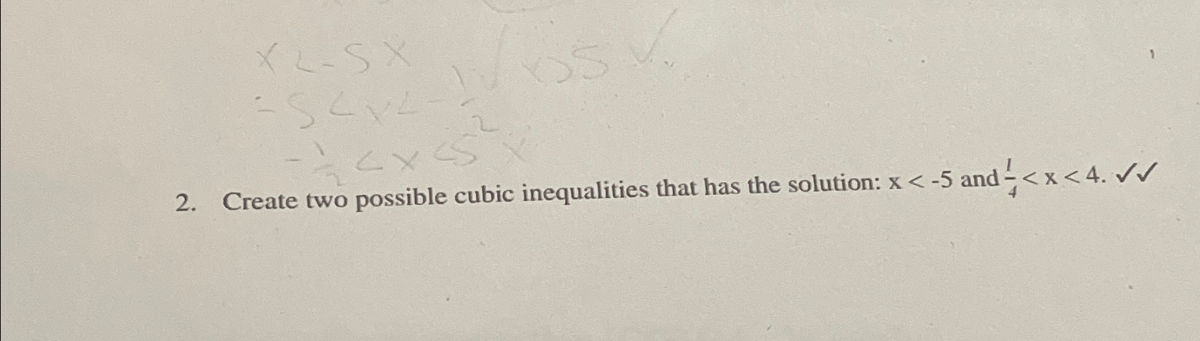 Solved Create two possible cubic inequalities that has the | Chegg.com