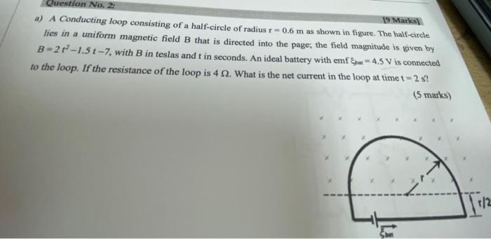 Solved Question No. 2: a) A Conducting loop consisting of a | Chegg.com